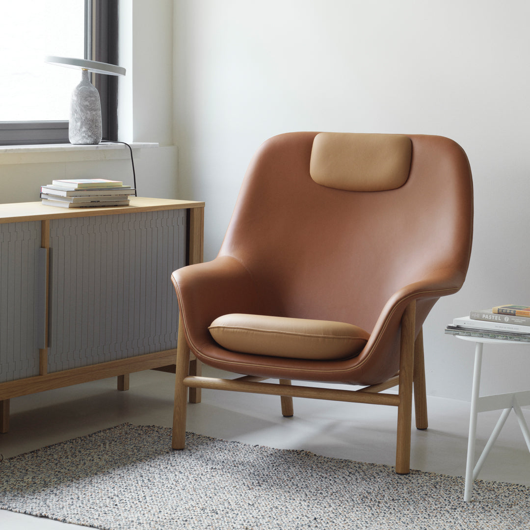 Drape High Lounge Chair w/ Headrest - Wood Legs – Danish Design Store