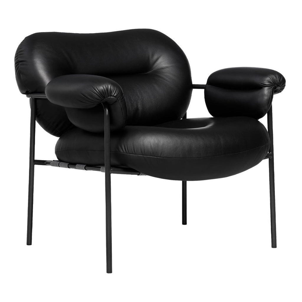 Bollo Lounge Chair - Vintage Black Leather / RAL 9005 Black - Outlet ...